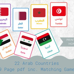 Printable Arab Country Flashcards in English & Arabic Bilingual ...