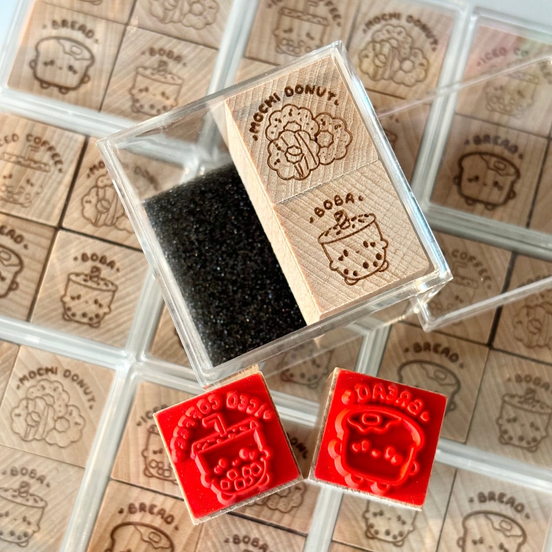 Cute Mini Cafe Stationery Stamp Set, Rubber Stamp, Diary, Journal Stamp ...
