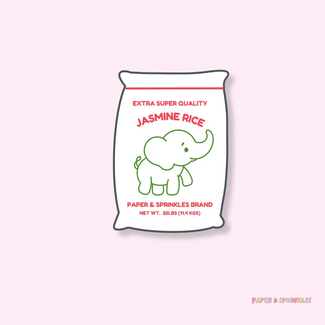 Jasmine Rice Die Cut Vinyl Stickers, Cute Sticker, Kawaii Stickers ...