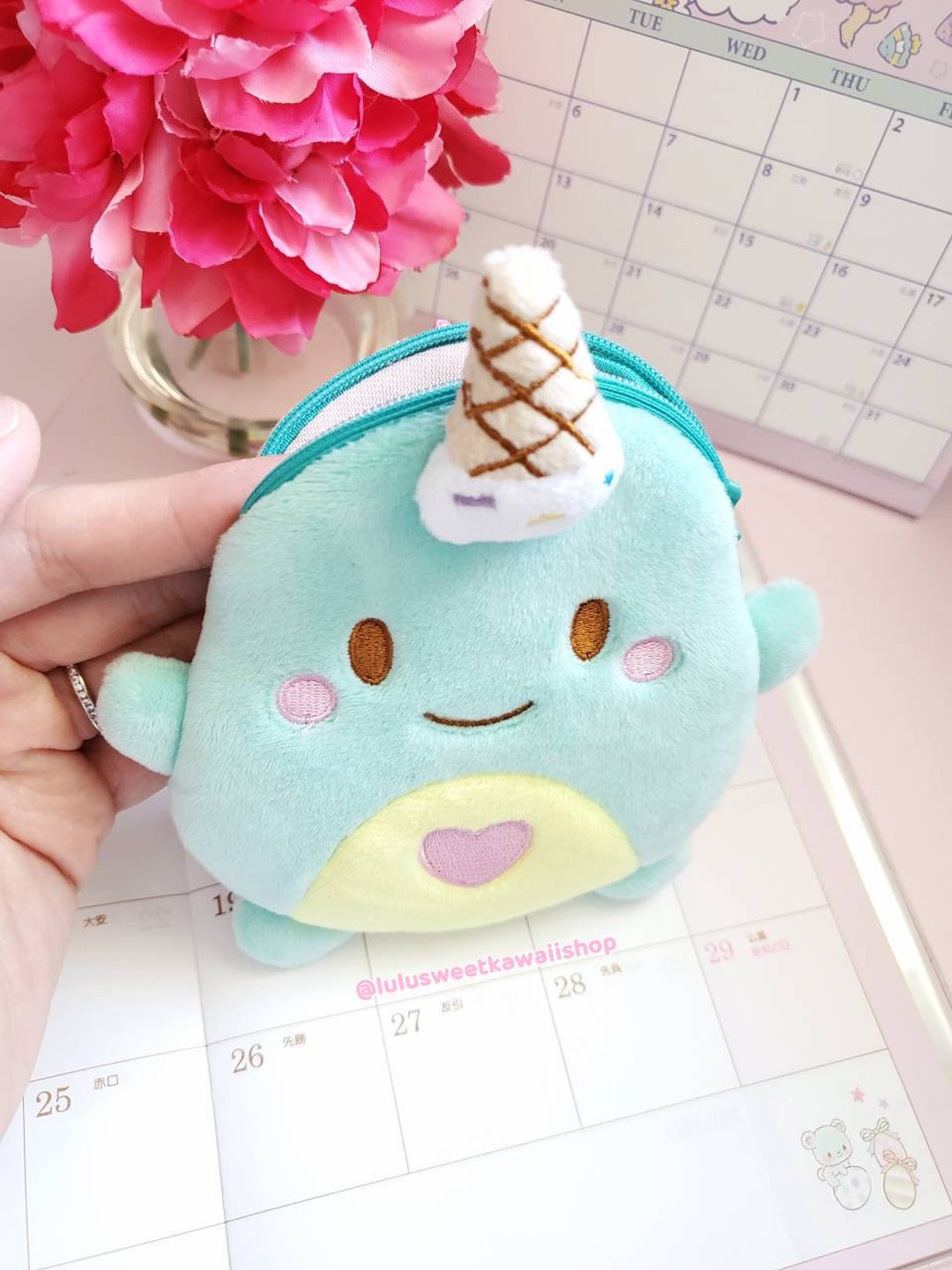 Cute Dinosaur Plush Pouch, Cute Pouch, Plush Keychain, Ice Cream Plush ...