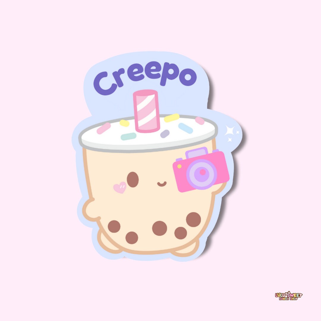 Creepo Die Cut Vinyl Stickers, Cute Sticker, Milk Tea, Bubble Tea, Boba ...