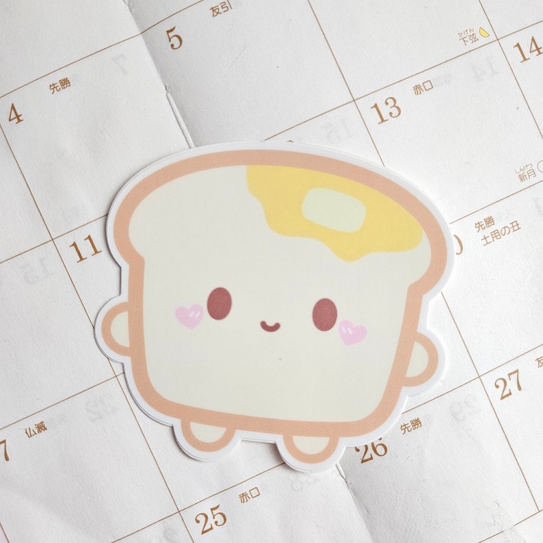 Cute Toast Die Cut Vinyl Stickers, Bread Sticker, Toast Sticker, Cute ...