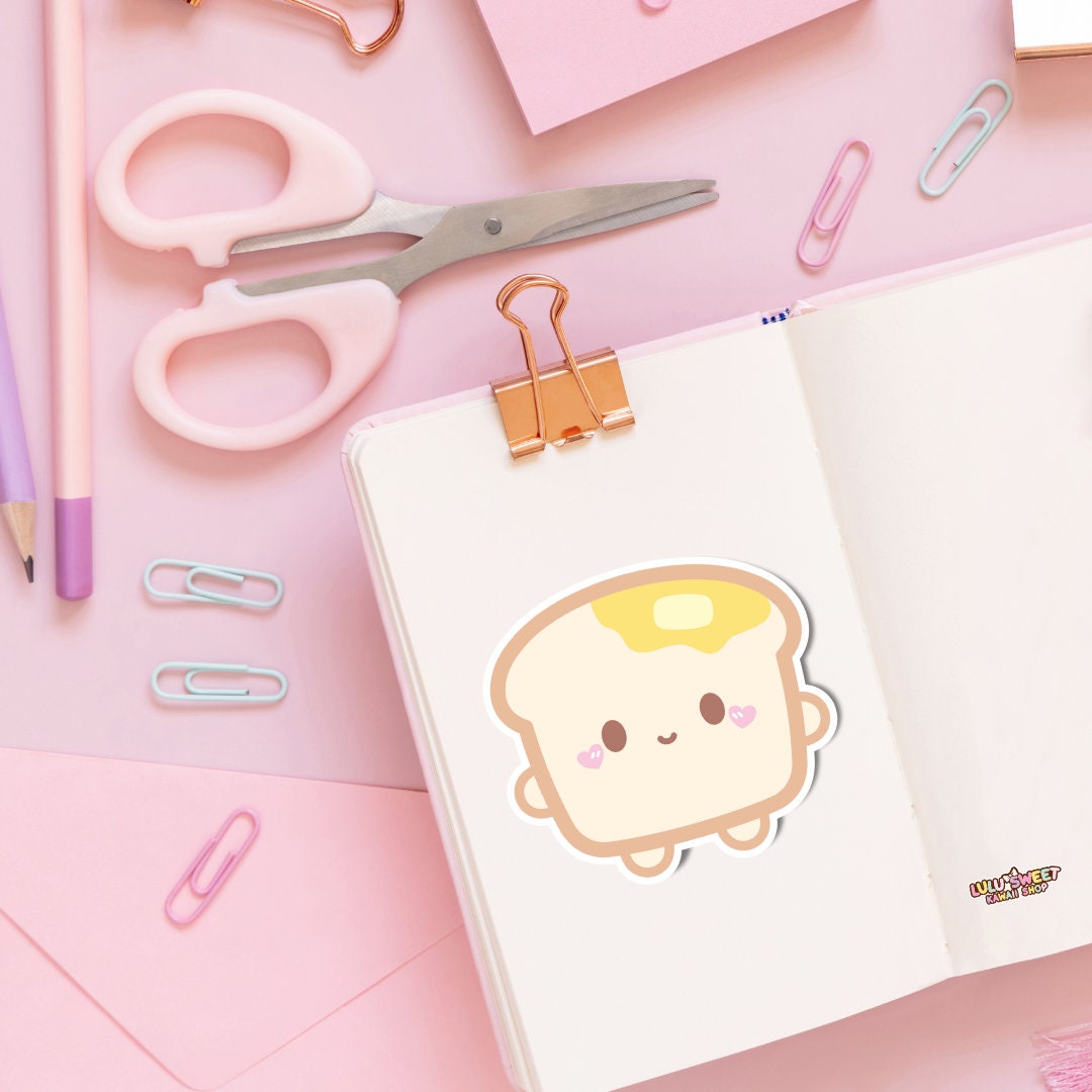 Cute Toast Die Cut Vinyl Stickers, Bread Sticker, Toast Sticker, Cute ...