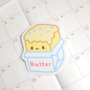 Cute Butter Die Cut Vinyl Stickers, Butter, Foodie Sticker, Cute ...