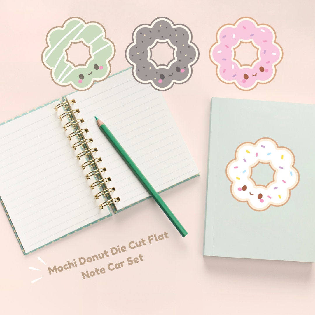 Mochi Donut Die Cut Flat Note Card Set, Food Gift, Stationery, Greeting ...