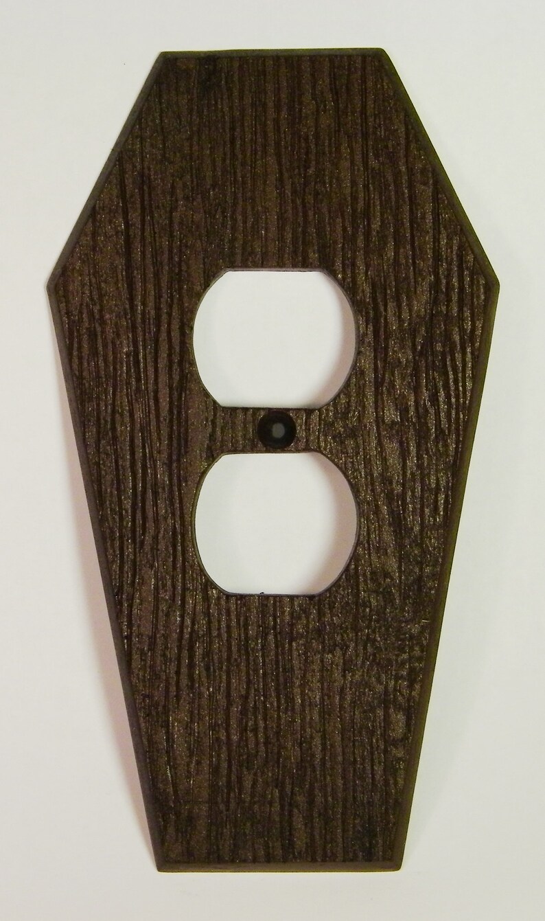 Coffin Shaped Outlet Plate/cover With Brown Wood Grain Texture. - Etsy