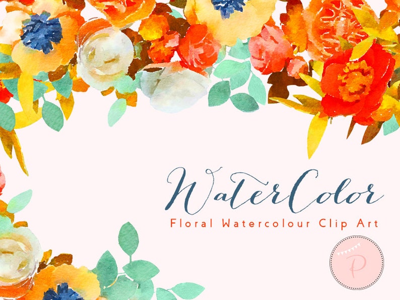 Whimsical Watercolor Flower, Floral Clip Art, Watercolor Floral ...