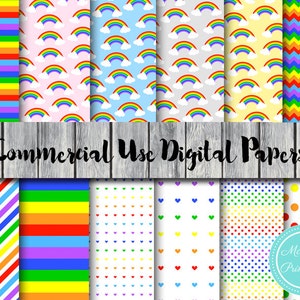 Rainbow Digital Papers Colors of the Rainbow Scrapbook - Etsy