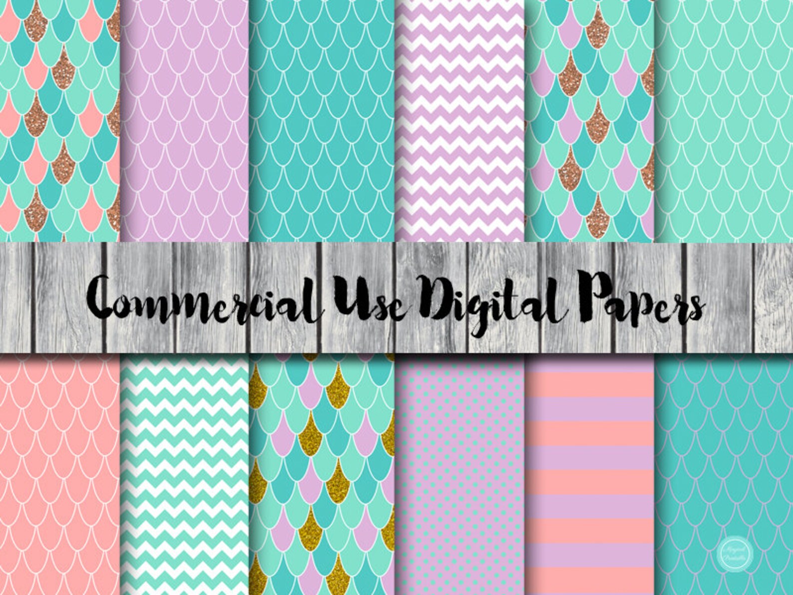 Mermaid Digital Paper, Under the Sea Digital Papers, Mermaid Background ...