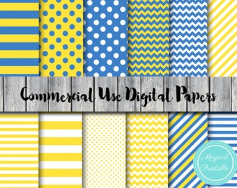 Yellow Duck Digital Paper, Pink Blue Duck Instant Download Digital ...