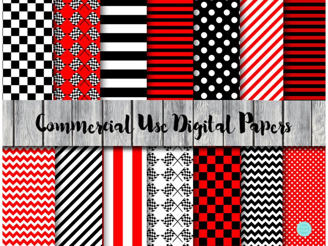 Racing Car Digital Paper, Racing Flags Digital Papers, Checkered ...