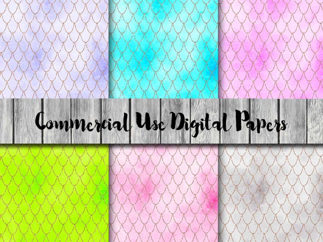 Mermaid Digital Paper, Rose Gold Scale, Fish Scale Digital Papers ...