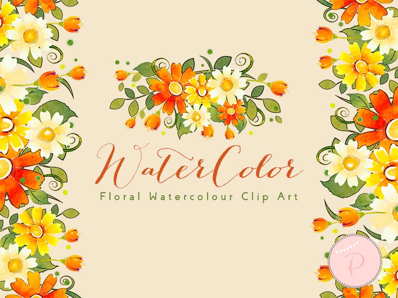 Whimsical Spring Watercolor Flower Spring Floral Wreath Clip - Etsy