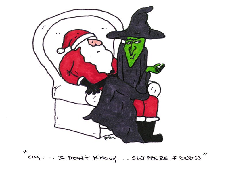 Funny Cartoon Christmas Card Santa and Wicked Witch of the | Etsy