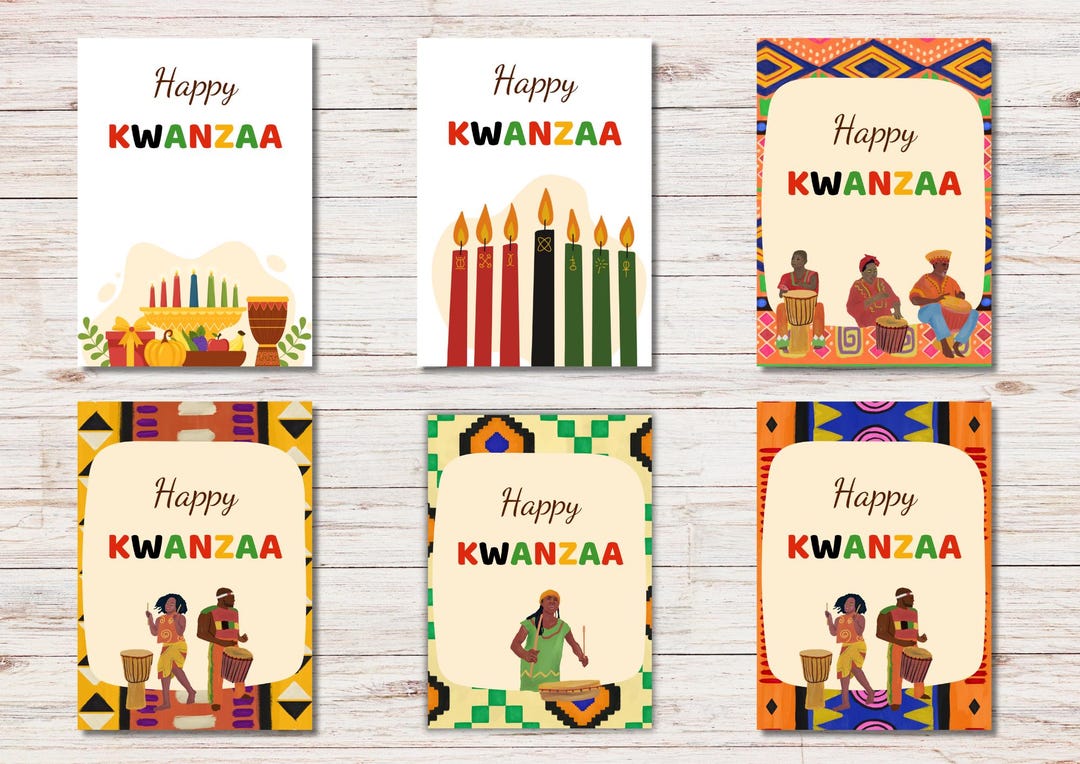 Set of 6 Digital Kwanzaa Cards Canva Editable Printable Templates - Etsy