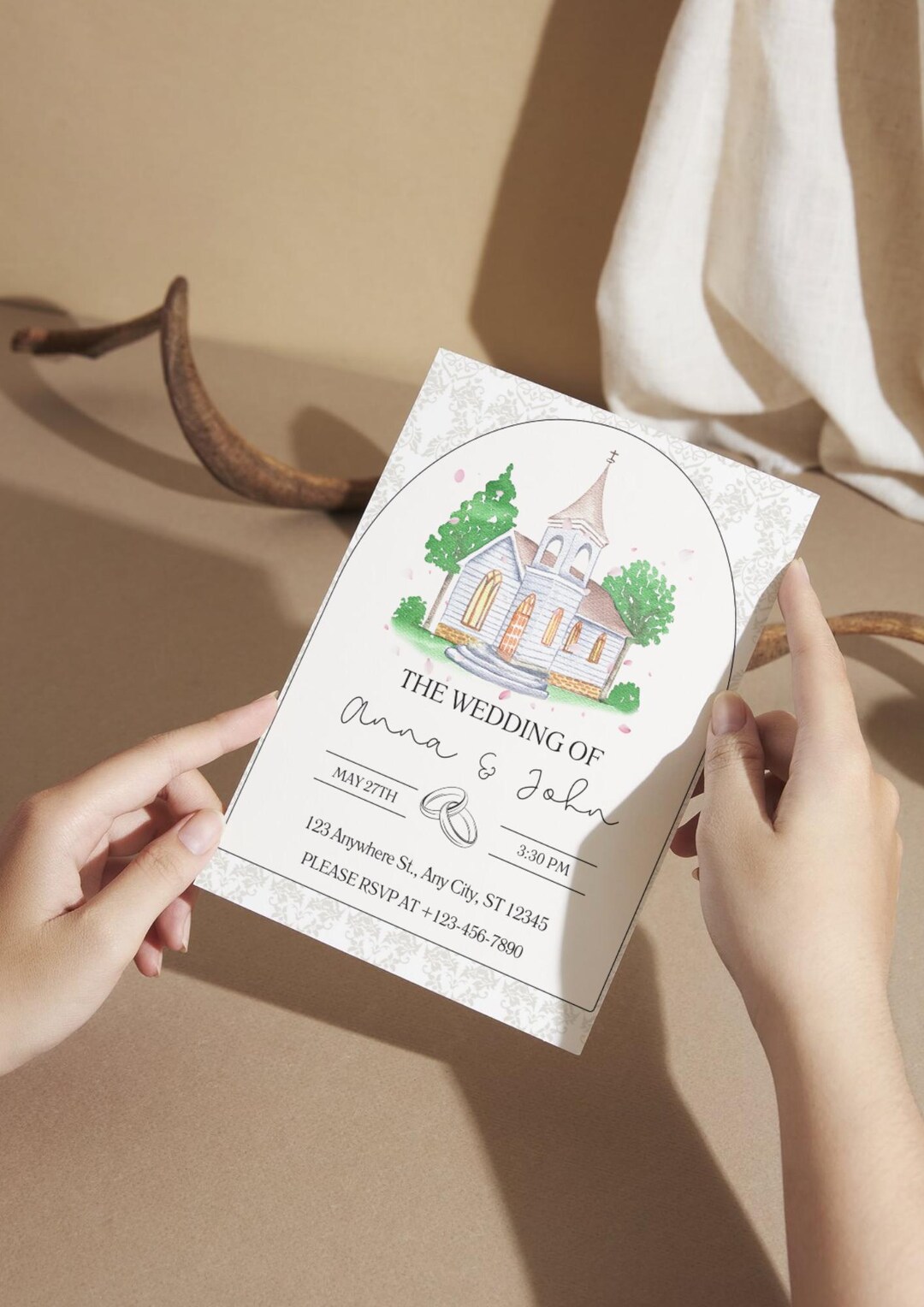 Fully Editable Canva Church Wedding Invitation & RSVP Template, INSTANT ...