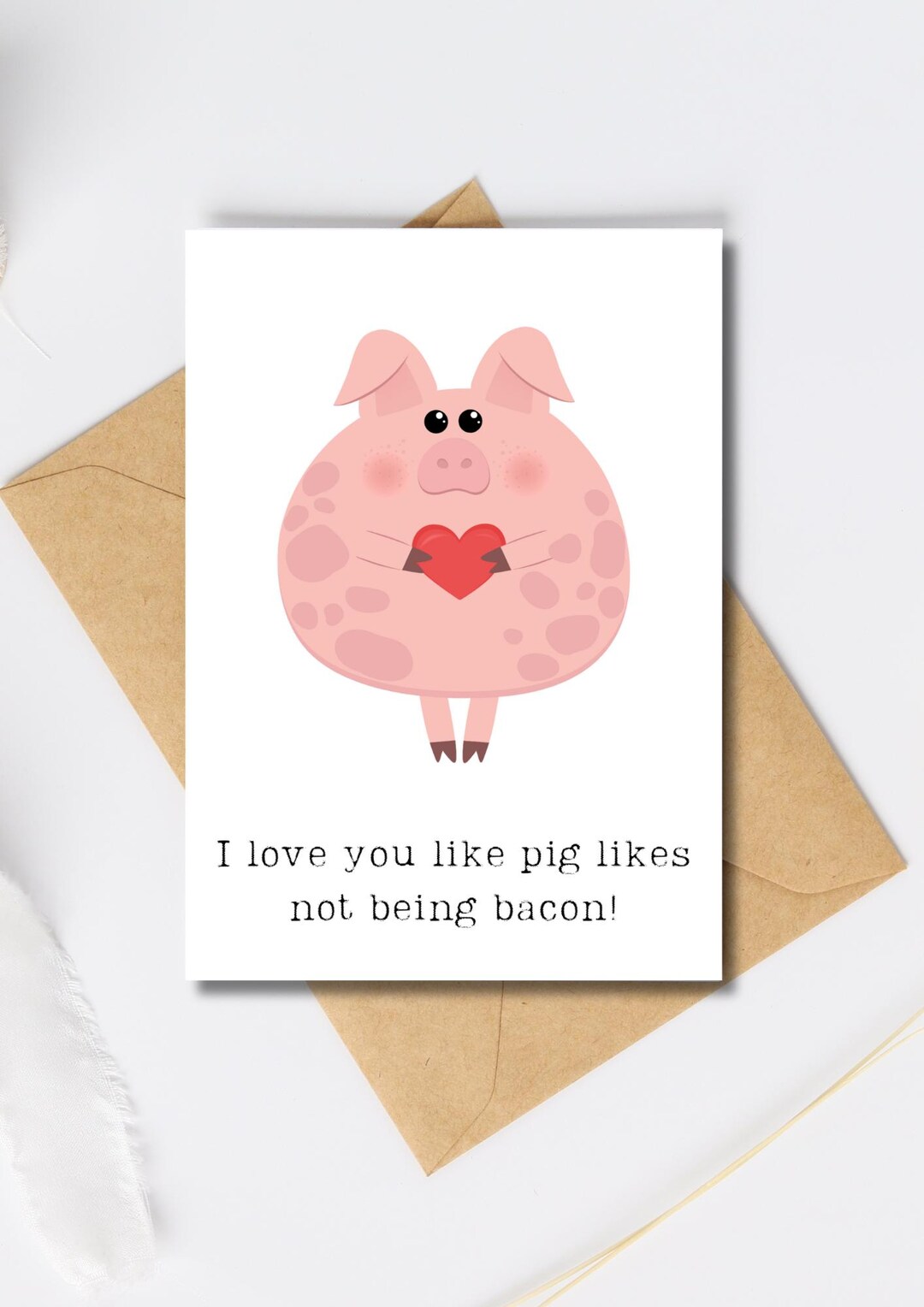 Fully Editable Canva Pig Valentine's Day Card Printable Template ...