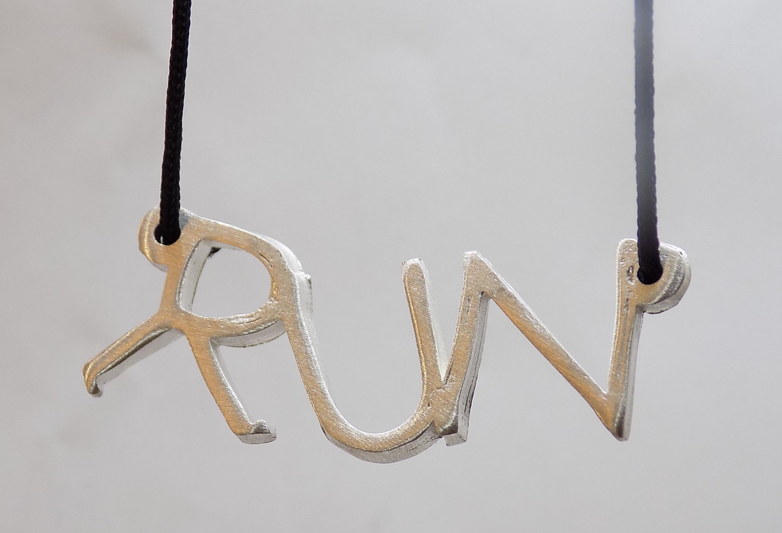 RUN Logo 925 Sterling Silver Necklace Pendant Men Women Jewelry Gift ...