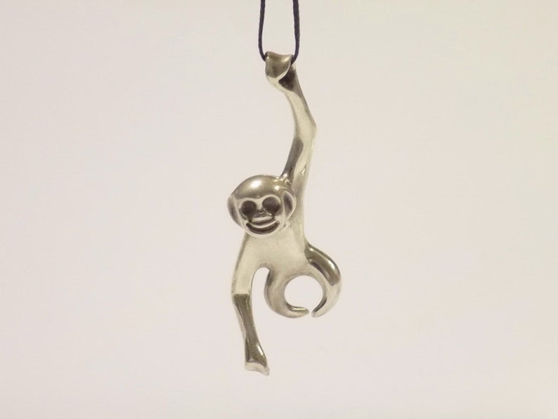 Fashion Men Women Monkey Ape 925 Sterling Silver Pendant Necklace Chain ...