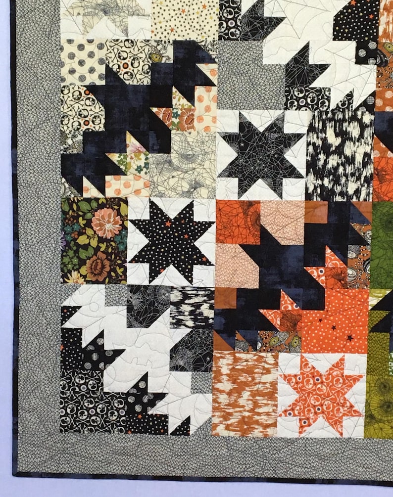 Halloween Bat Quilt: "night Flight" Patchwork Throw (58x72) - Etsy