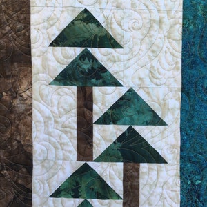 Quilt for Sale, “parallel Forest” is a Bear and Evergreen Tree Themed ...