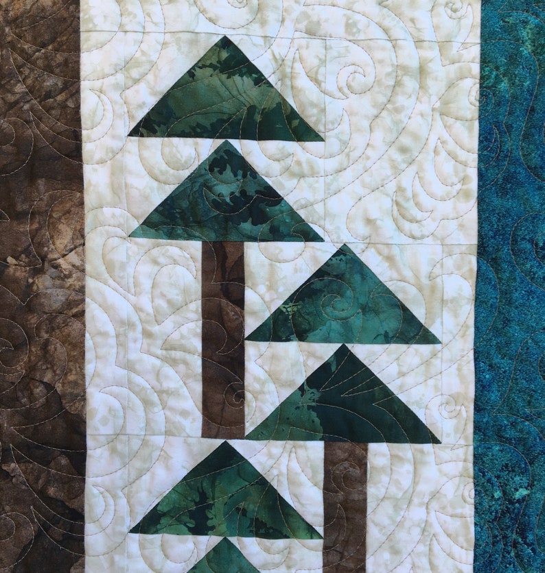 Quilt for Sale, “parallel Forest” is a Bear and Evergreen Tree Themed ...