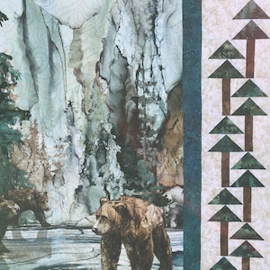 Quilt for Sale, “parallel Forest” is a Bear and Evergreen Tree Themed ...
