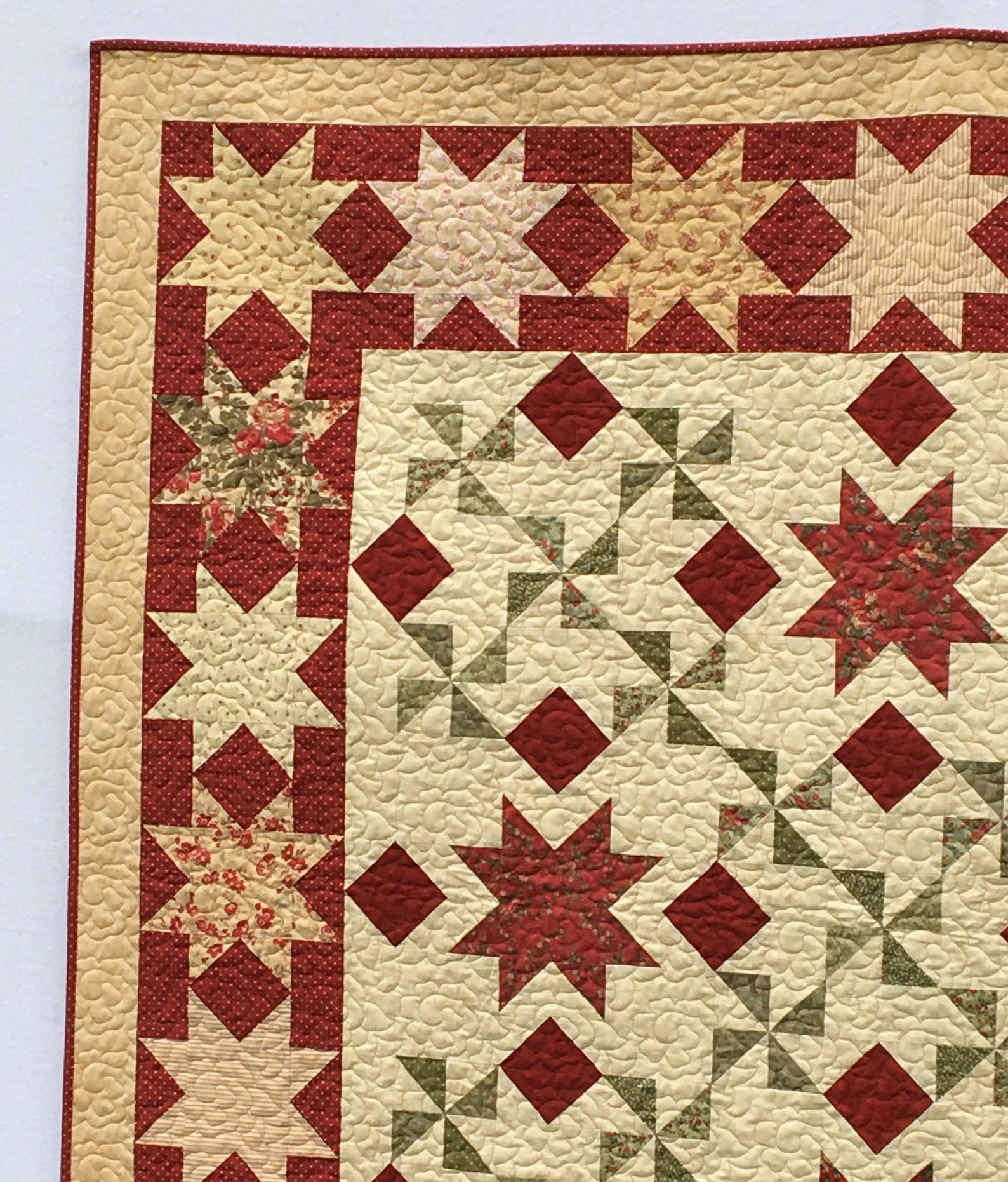 Red and Green Star Quilt for Sale, “holiday Stars” is a Lap/throw Size ...