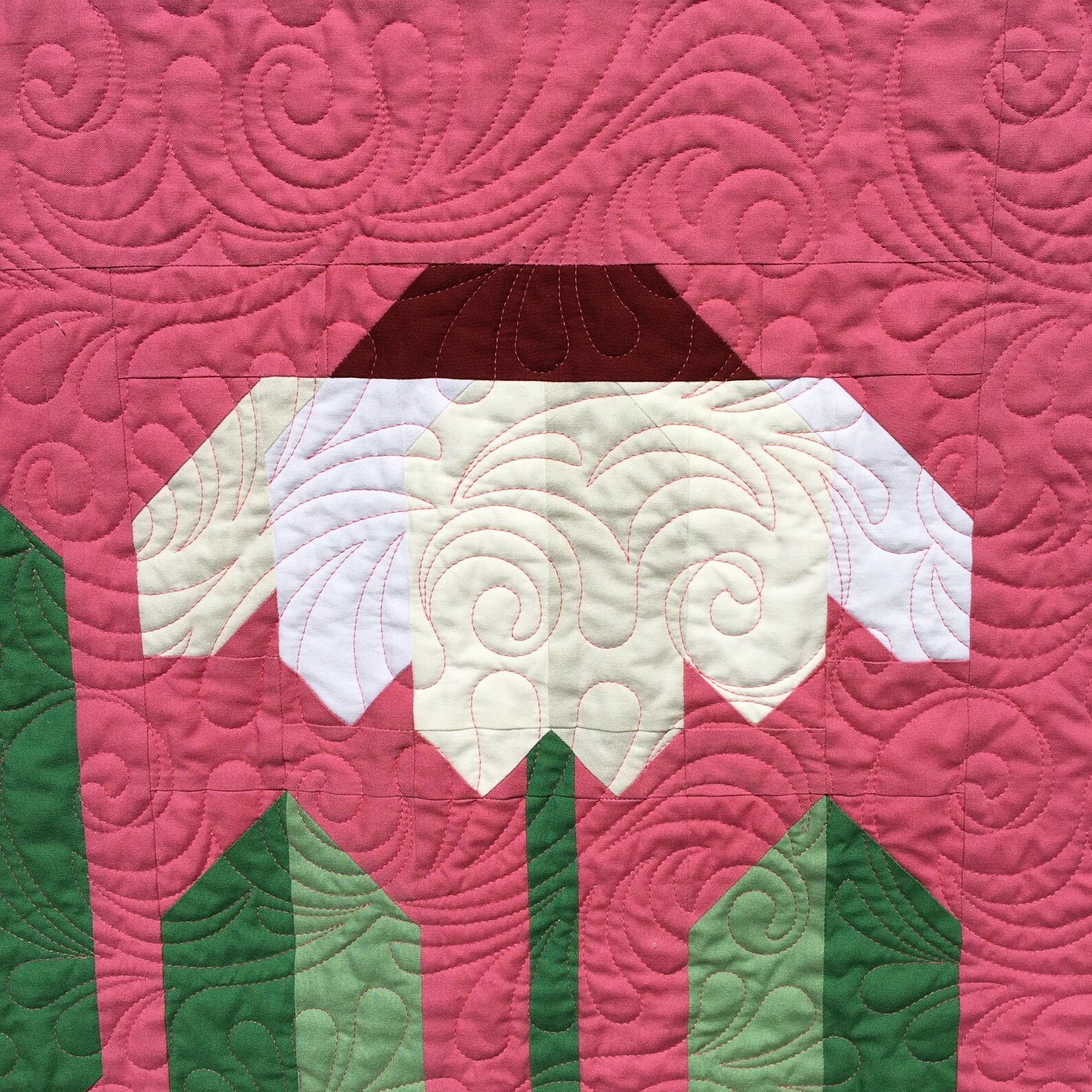 Quilt for Sale, “everbloom” is a Rosy Pink and Green Contemporary ...