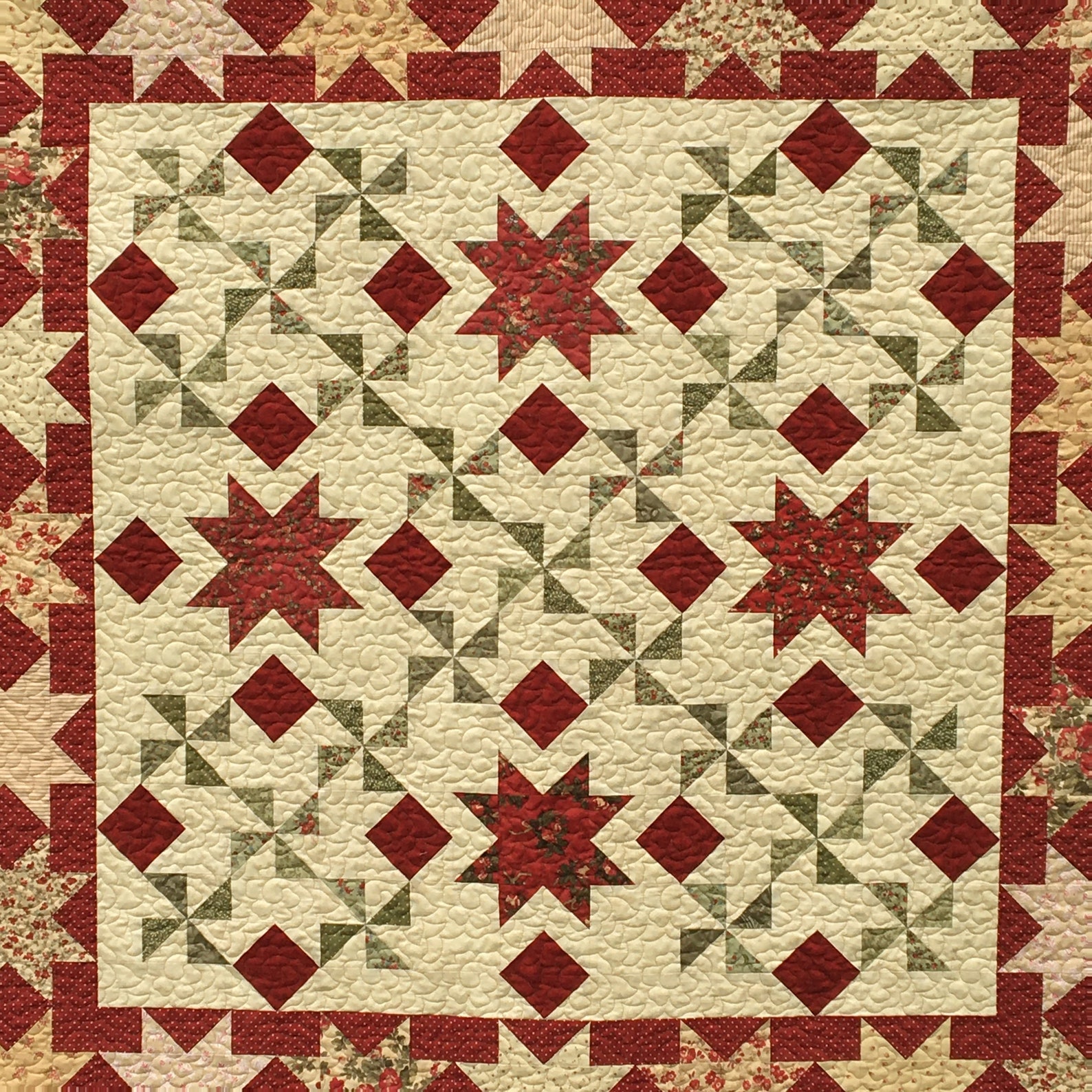 Red and Green Star Quilt for Sale, holiday Stars is a Lap/throw Size ...