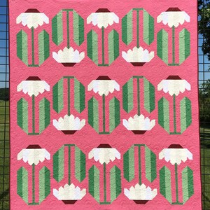 Quilt for Sale, “everbloom” is a Rosy Pink and Green Contemporary ...