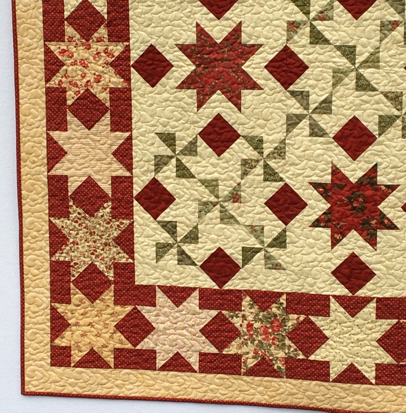 Red and Green Star Quilt for Sale, holiday Stars is a Lap/throw Size ...