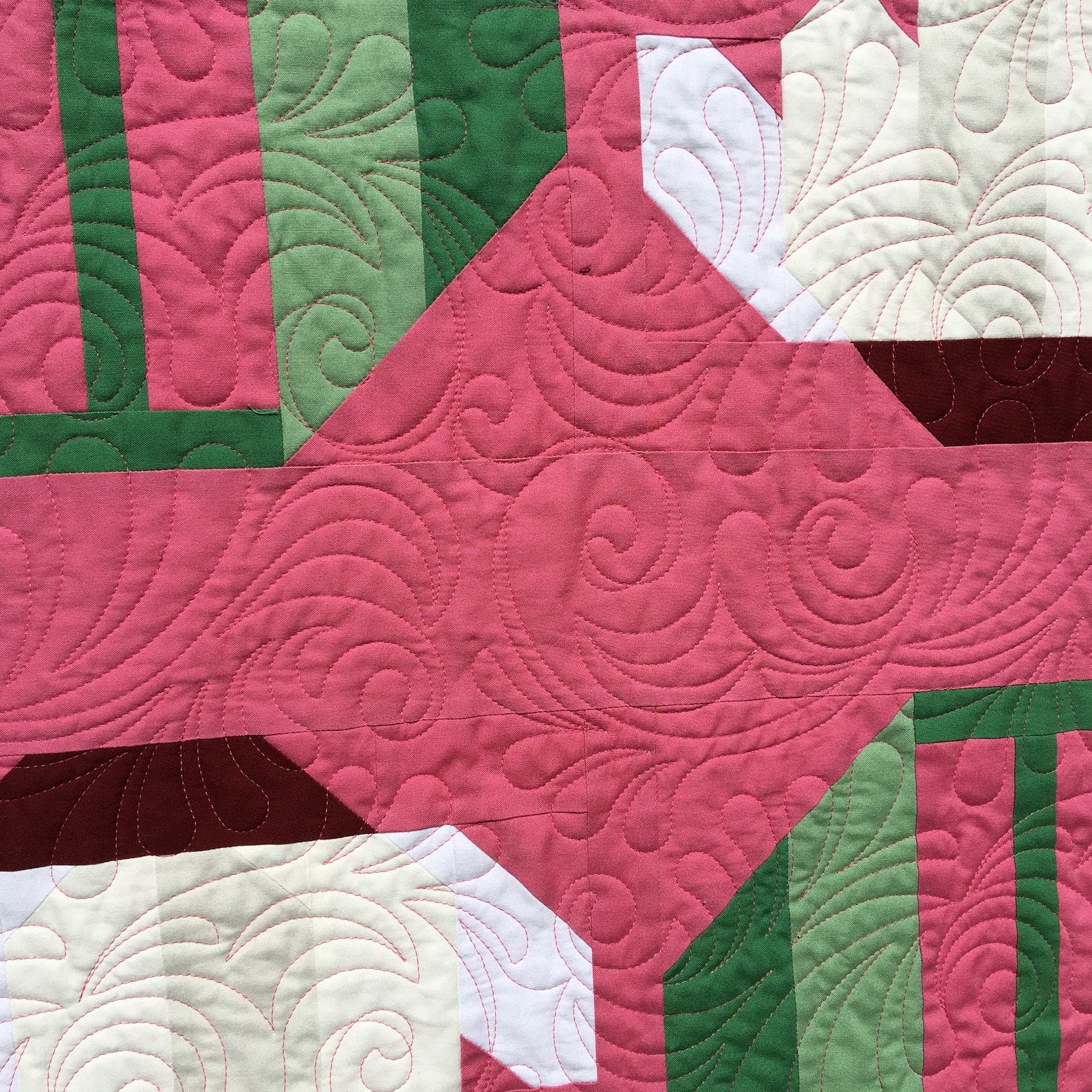 Quilt for Sale, “everbloom” is a Rosy Pink and Green Contemporary ...