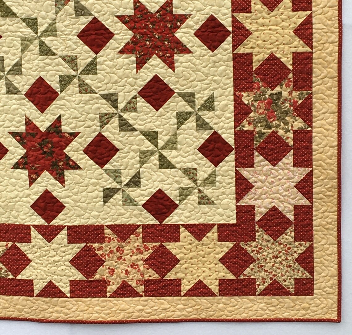 Red and Green Star Quilt for Sale, holiday Stars is a Lap/throw Size ...