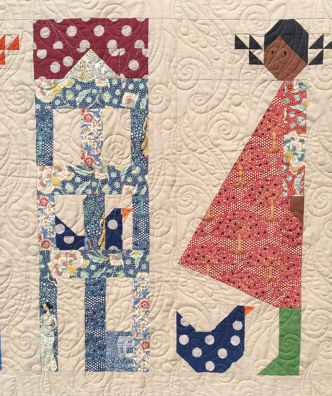 Tilda Patchwork Quilt for Sale, hen House Features Charming Little Girls and Their Chickens. - Etsy