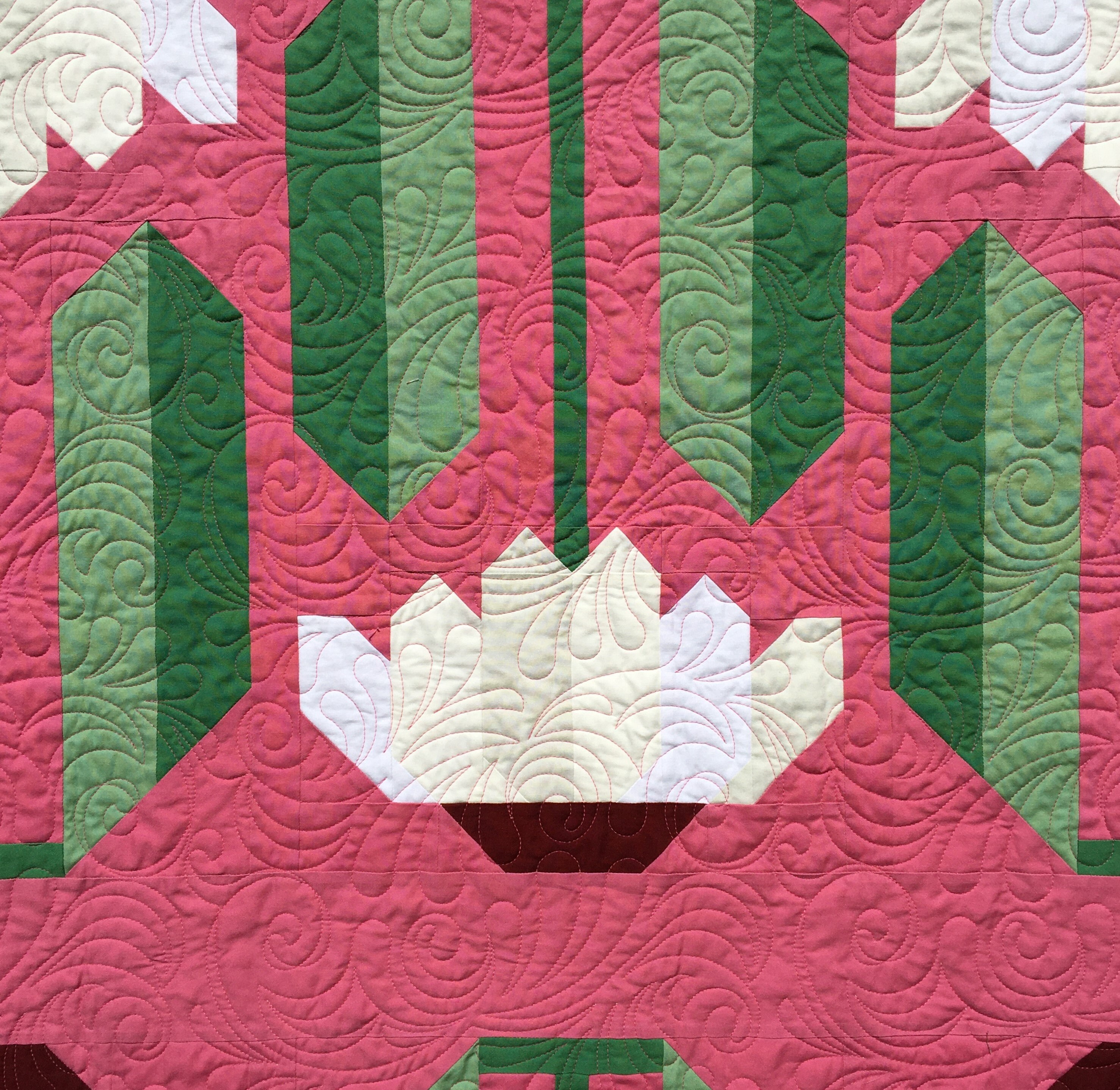Quilt for Sale, “everbloom” is a Rosy Pink and Green Contemporary ...