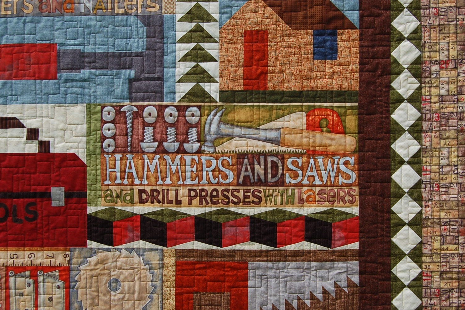 Quilt for Sale, tool Time is a Large Handmade Patchwork Lap Quilt ...