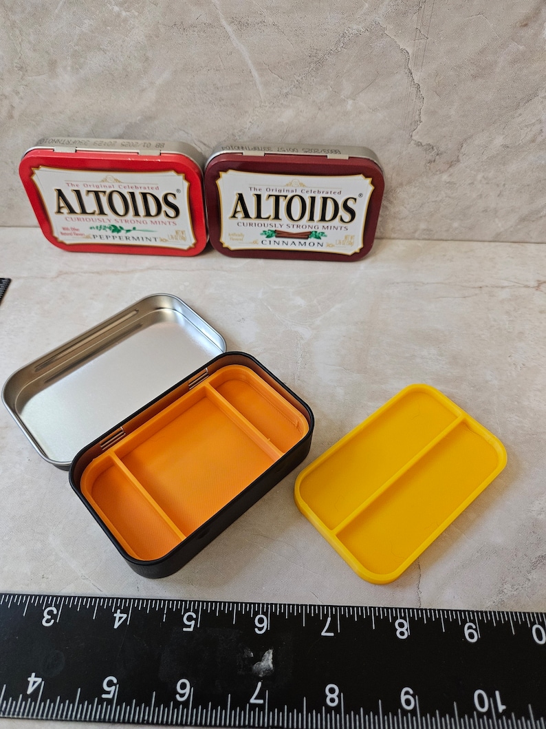 Altoids Sized Tin & Insert Organizer Set, Black Tin and 2 Trays, Art ...