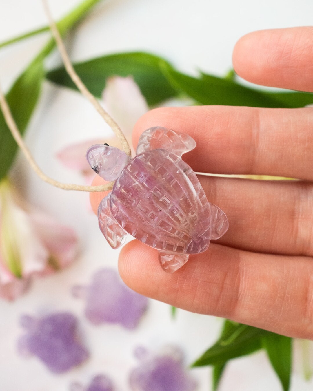 Small Amethyst Hand Carved Leatherback Sea Turtle Necklace - Etsy