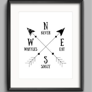 Arrow Compass Printable - "never Eat Soggy Waffles" - Etsy