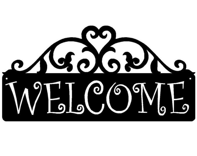 Vine Scroll WELCOME Sign Wall Mounted Metal Art Cut Out - Etsy