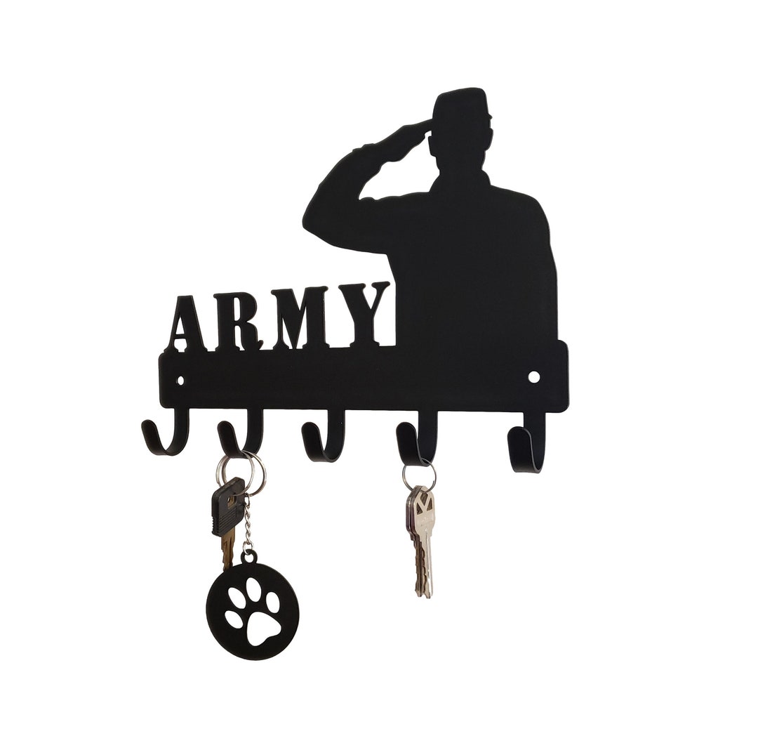 Army Soldier Key Rack: Metal Military Hooks 9" Wide, Made in USA - Etsy