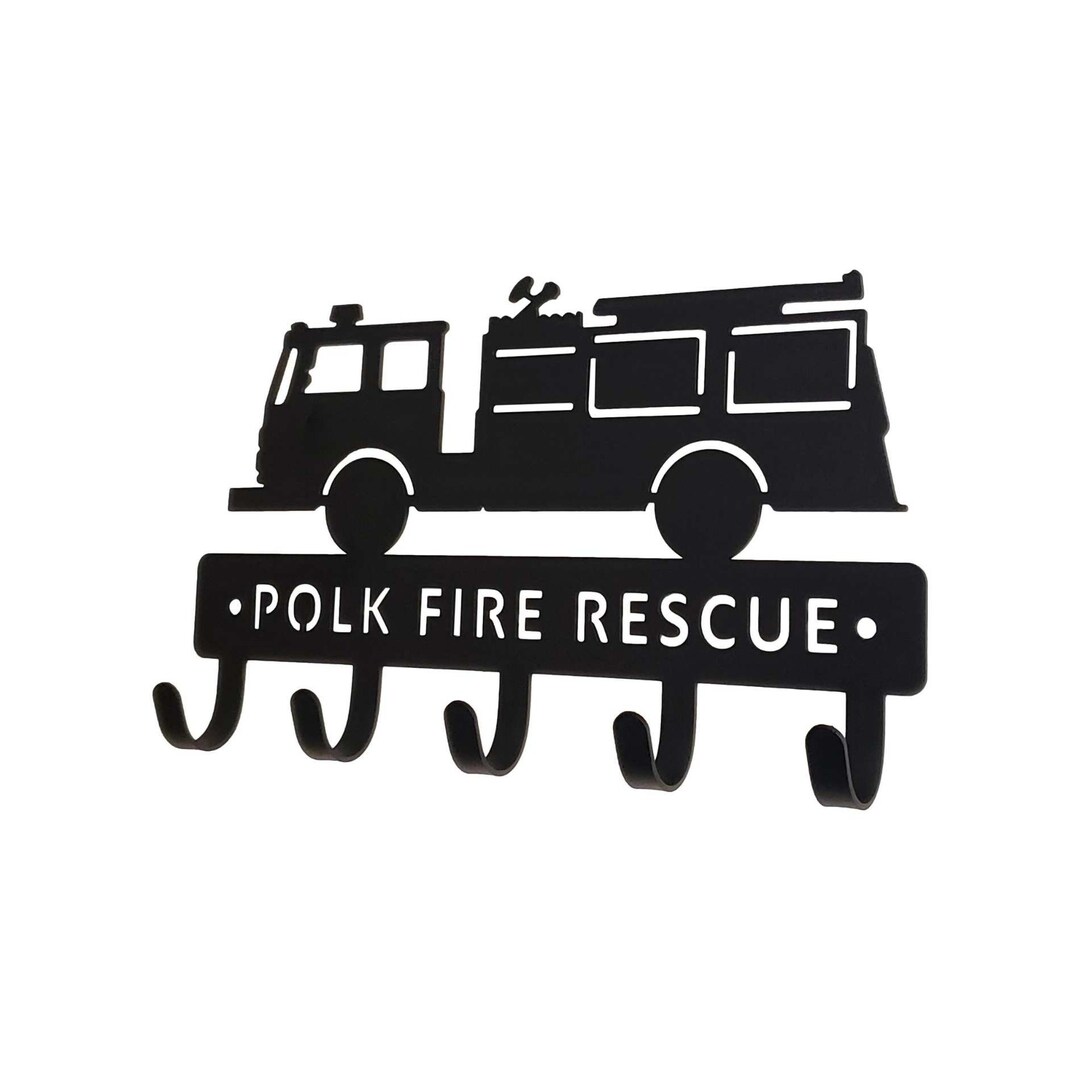 Personalized Fire Engine Truck (lg) Key Rack/ Hooks 9 Inch Wide - Made ...