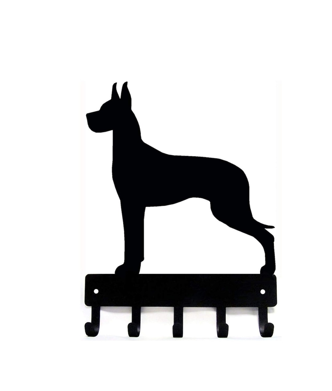 Great Dane Sm (cropped Ears) Dog Leash Hanger/ Key Rack/ Hooks - 6 Inch ...