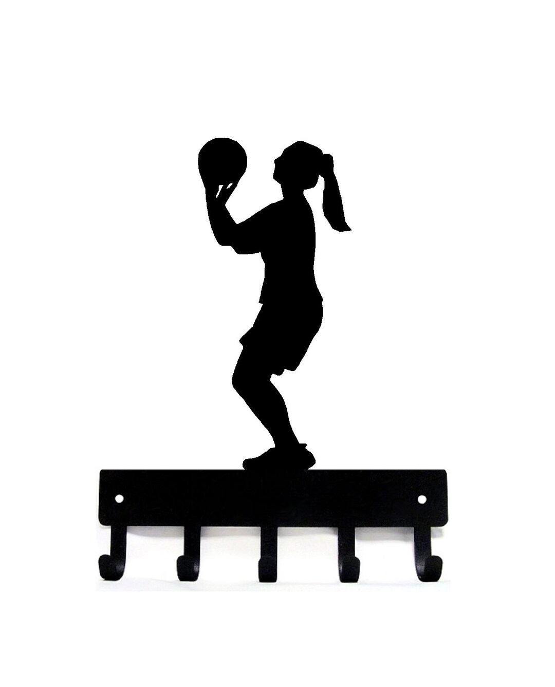 Basketball Player Shooting Female (sm) Key Rack Hanger - Storage Hooks ...