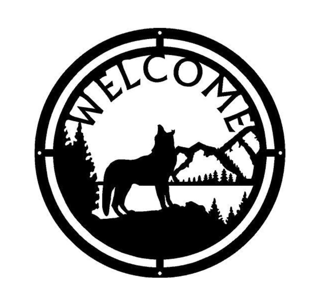 Howling Wolf Welcome Sign - Metal -12 Inches Round - Made USA - Etsy