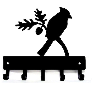 Cardinal Bird (sm ) Wildlife Key Rack Hooks - 6 Inch Wide - Made in the ...