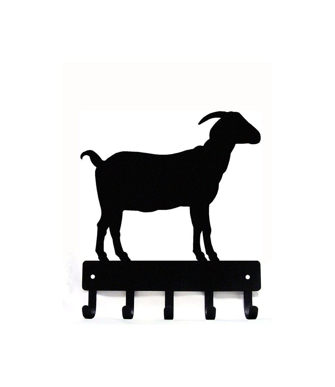 Horned Goat Key Rack: Metal Leash Hanger, 9-inch Wide, Farmhouse Decor ...