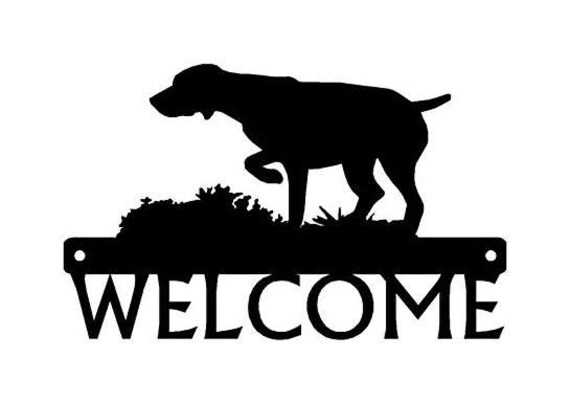 German Shorthair Pointer GSP on Point Dog Welcome Sign Metal | Etsy