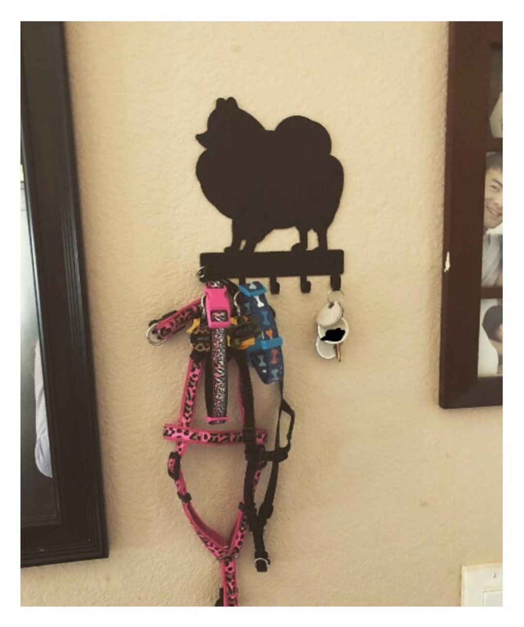 Pomeranian (sm) Dog Key Rack Hanger/ Leash Hooks - Metal - 6 Inches ...